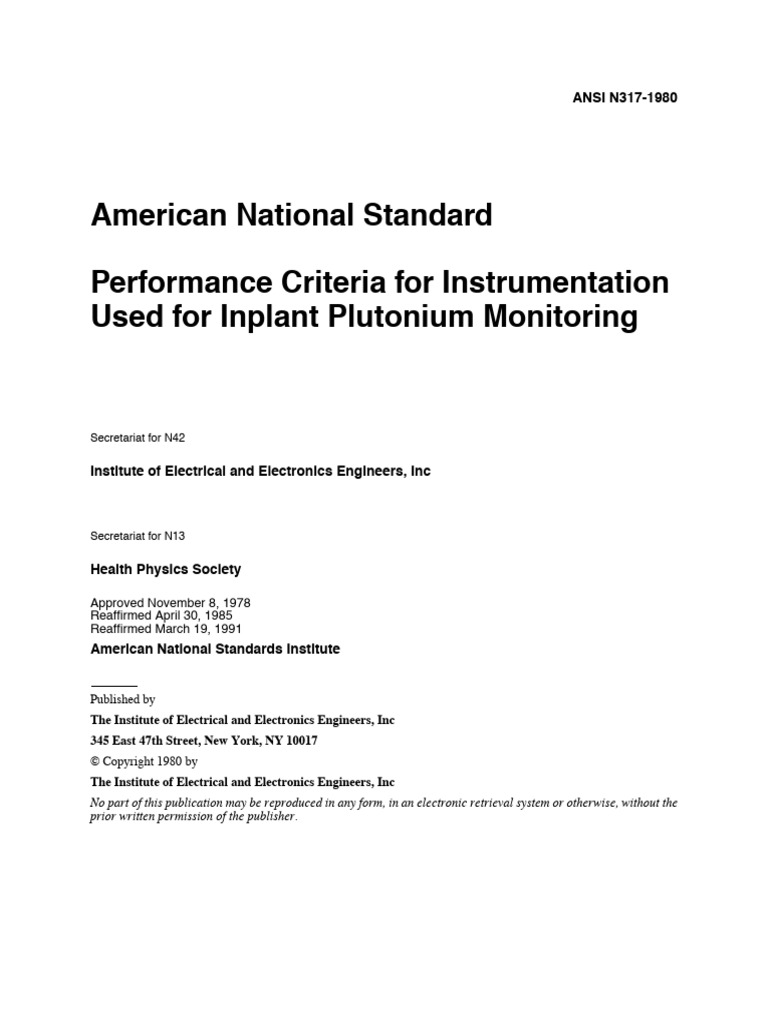 ANSI N317-1980 | Download Free PDF | Plutonium | Radioactive Decay