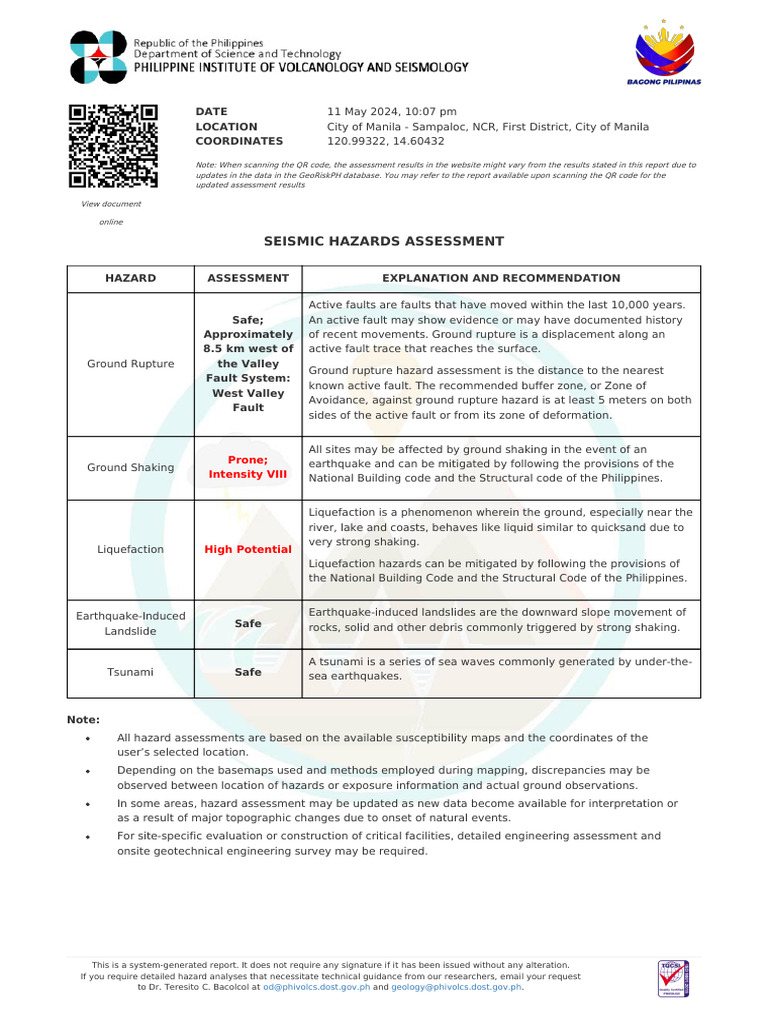 Hazard Assessment Report | PDF | Flood | Volcano