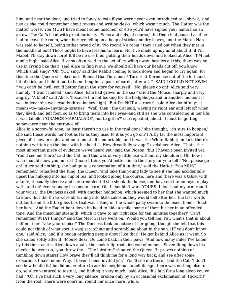 Alice's Adventures in Wonderland Excerpt | PDF | Classics