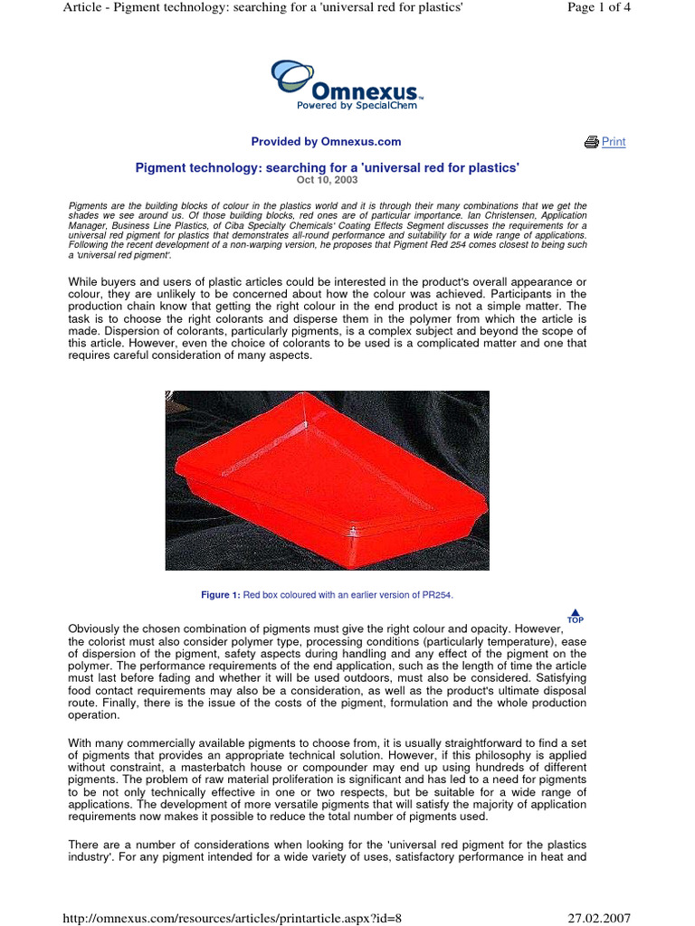 Universal RED For Plastics (CIBA) | PDF | Polymers | Plastic