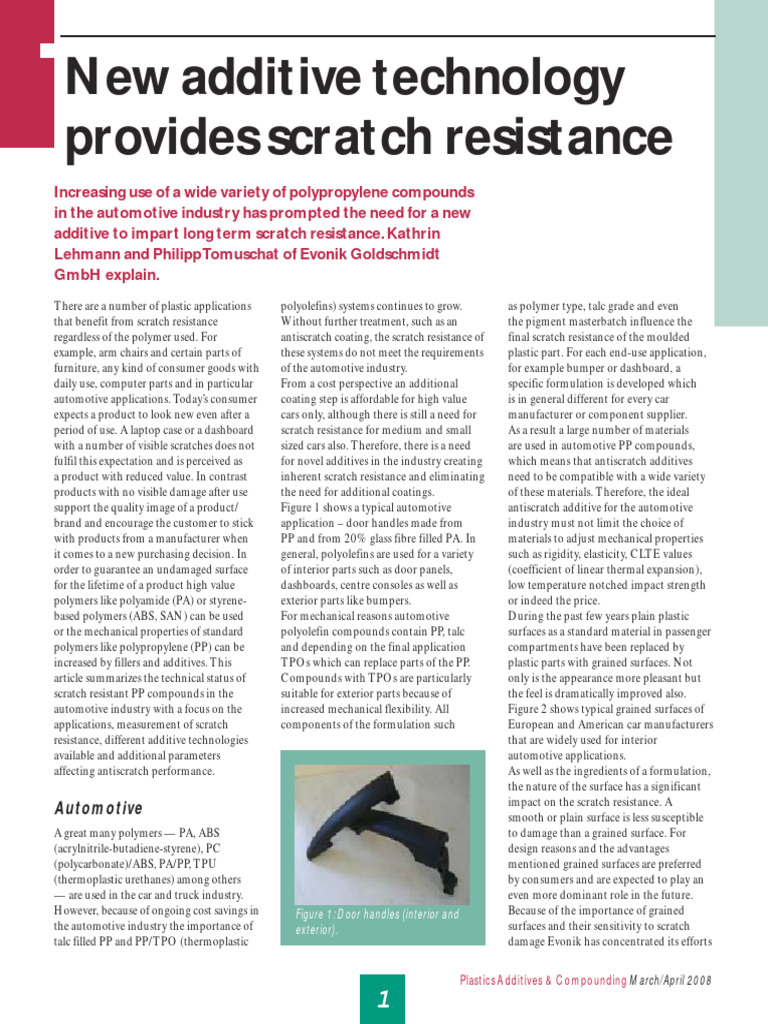 Advancements in Anti-Scratch Additives | PDF | Plastic | Polymers