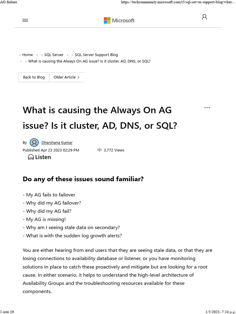 AG failure | Download Free PDF | Computer Cluster | Microsoft Sql Server