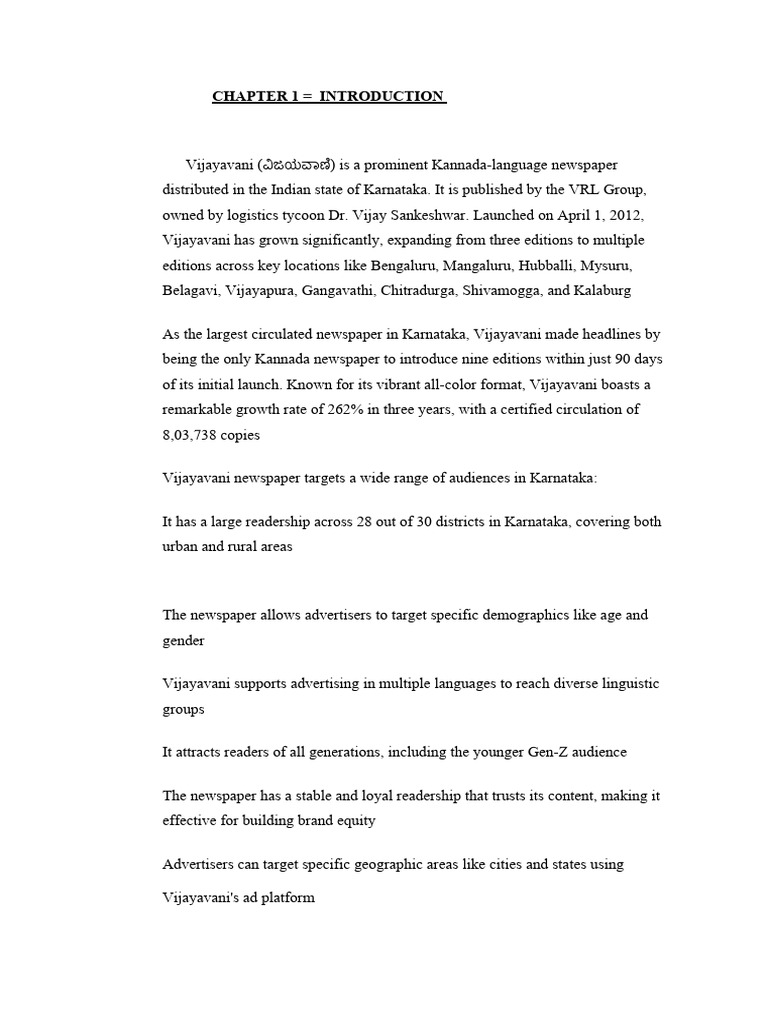 Chapter 1 Pdf Newspapers Bangalore