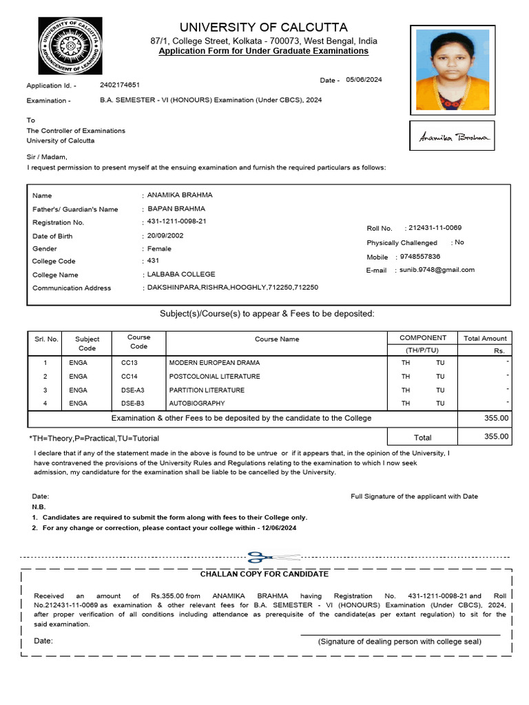 Enrolment - Form - 431 1211 0098 21 - 05 06 2024 - 13 17 | PDF ...