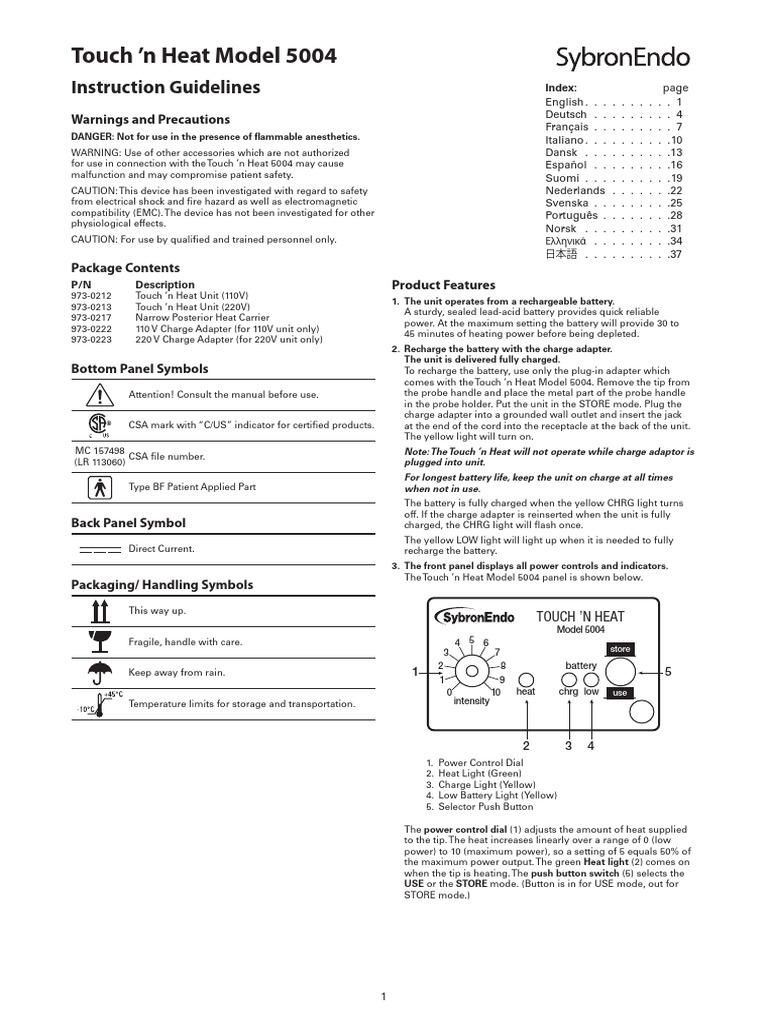 Touch’n Heat Model 5004 Overview | PDF | Sterilization (Microbiology ...