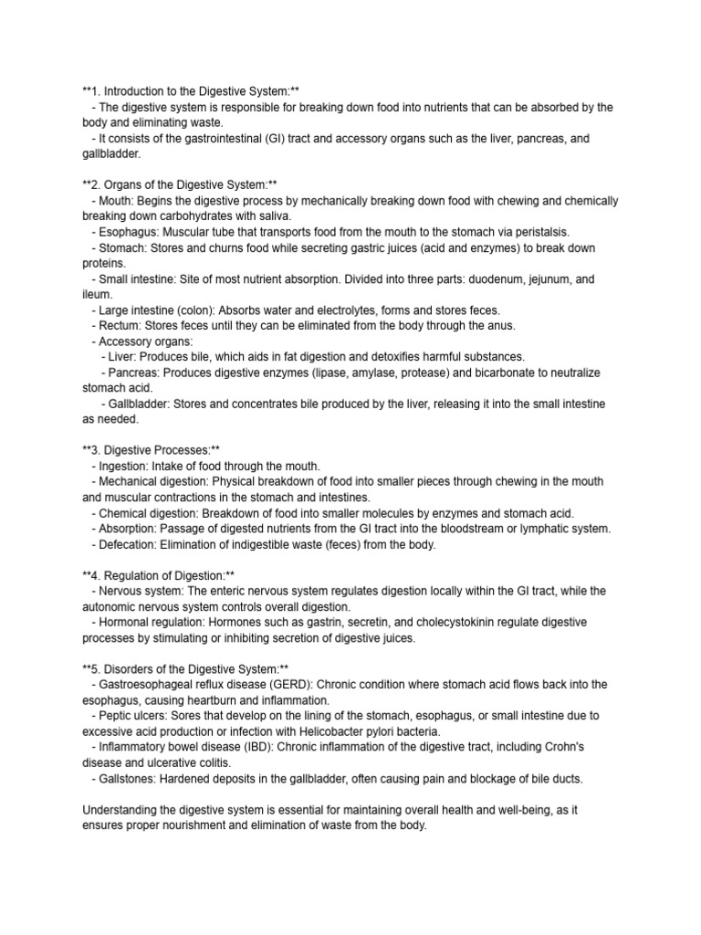 Digestive System - Bio - Detailed | Download Free PDF | Human Digestive ...