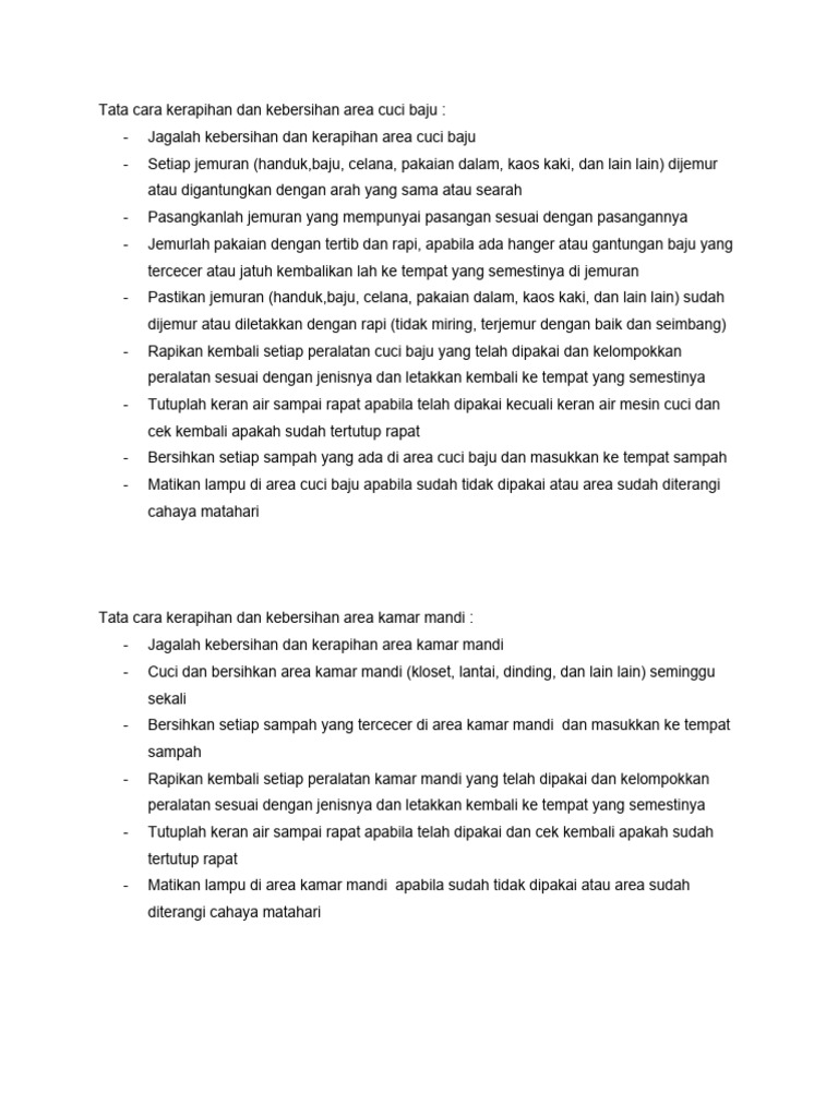 Tata Cara Kebersihan Dan Kerapihan | PDF | Griya & Taman | Seni