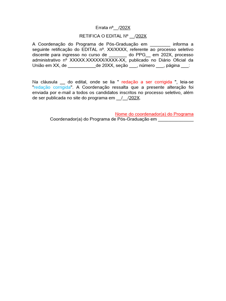 Modelo de Errata de Edital | PDF | Computadores | Tecnologia e Engenharia