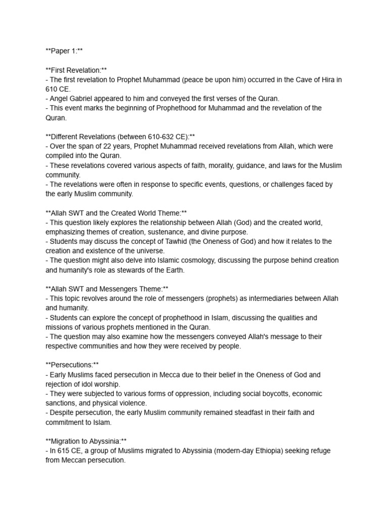 MAIN_REVISION_NOTES | Download Free PDF | Hadith | Prophets And ...