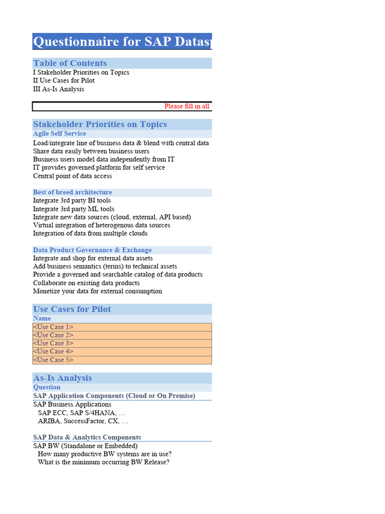 SAP Datasphere Discovery WS-Questionnaire_2024_final | PDF | Cloud Computing | Data