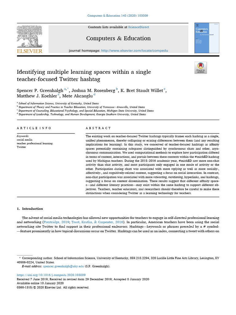 Identifying multiple learning spaces within a single teacher-focused ...