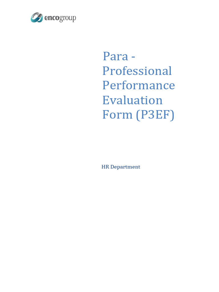 Para-Professional Evaluation Form | PDF | Performance Appraisal ...