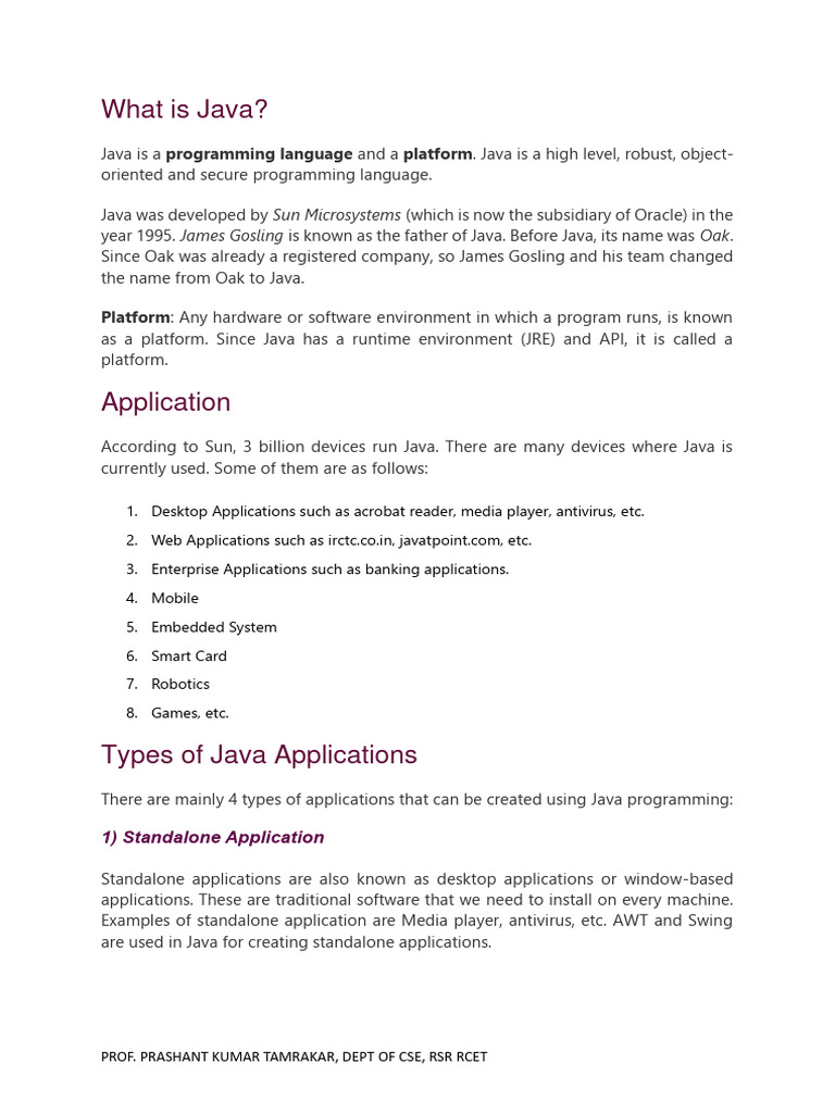 Java Notes | PDF | Java (Programming Language) | C++ Java Notes | PDF | Java (Programming Language) | C++