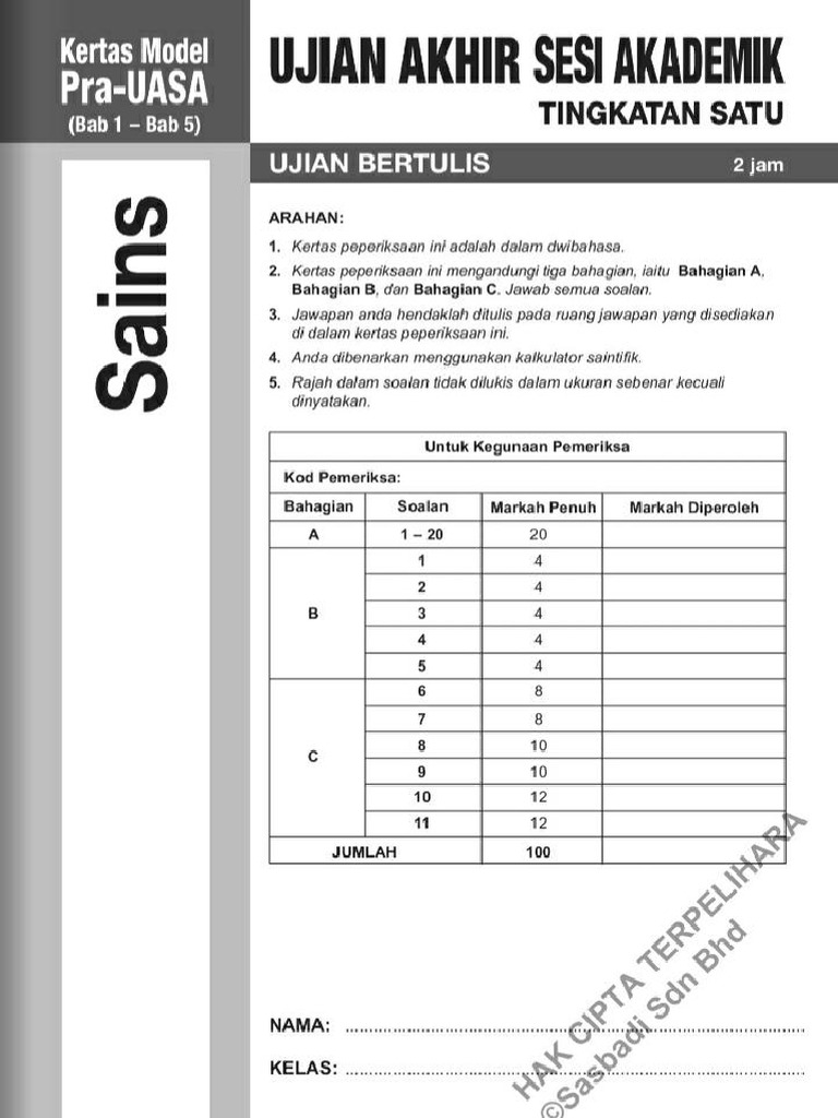 Uasa Science Exam Paper | PDF