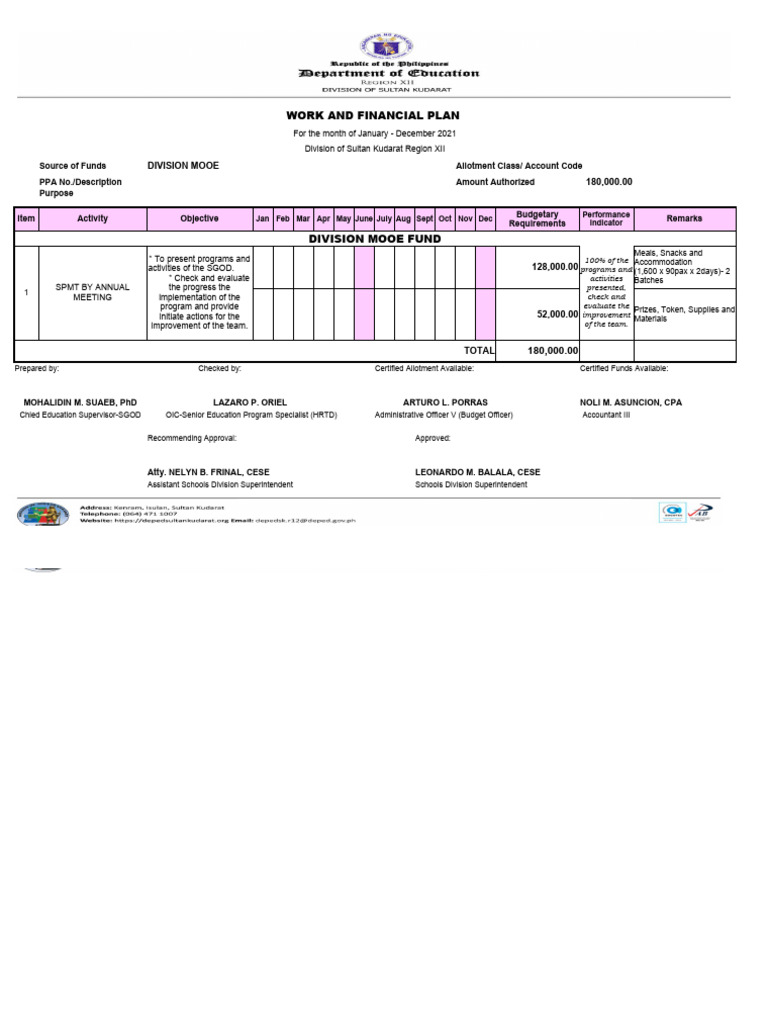 DRRM WFP Template2024 | PDF
