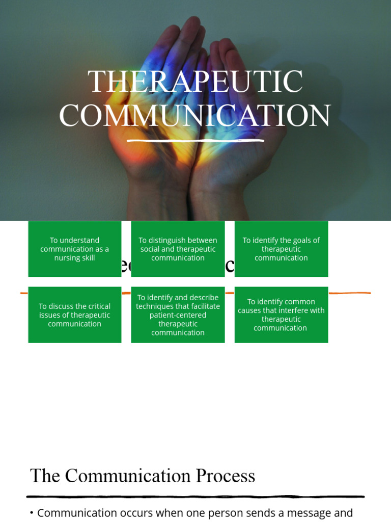 Therapeutic Communication Mine Lec | PDF | Communication | Nonverbal Communication