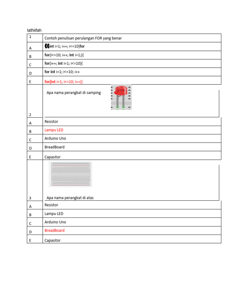 Kisi Kisi Arduino-2 | PDF