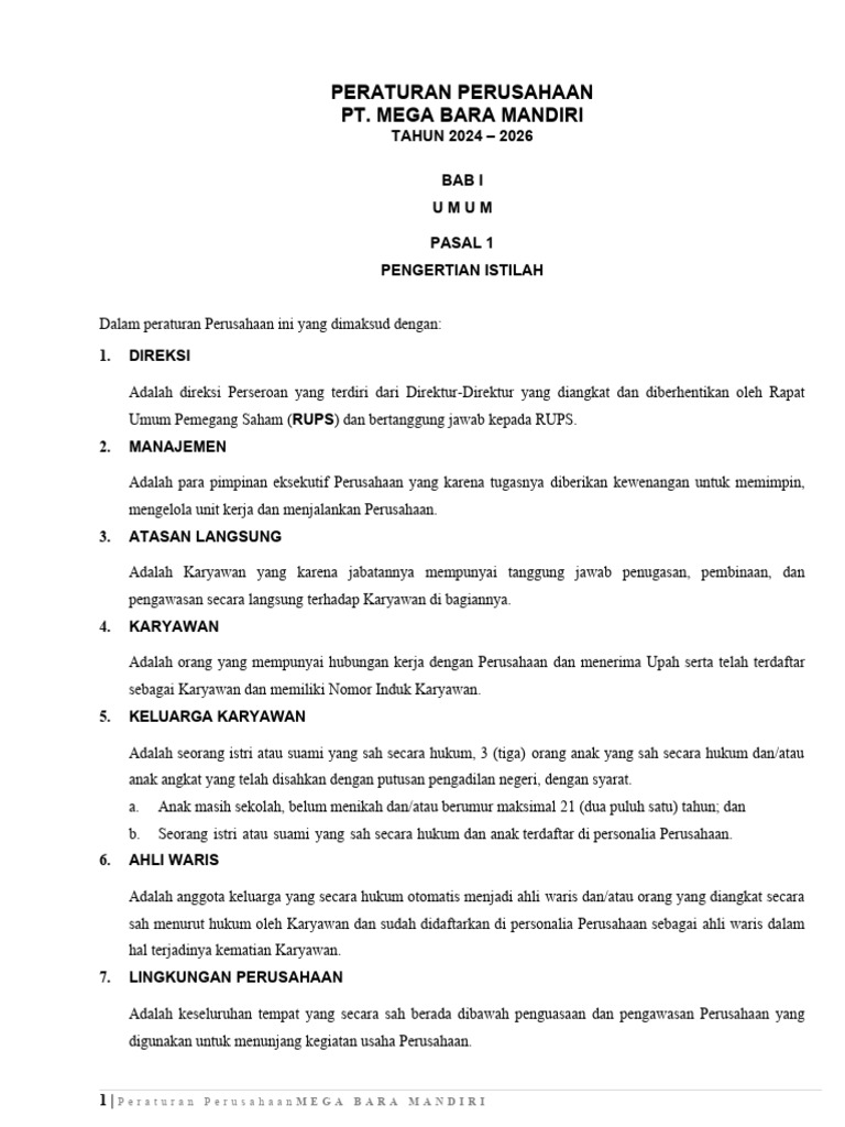 Peraturan Perusahaan PT MBM | PDF | Bisnis