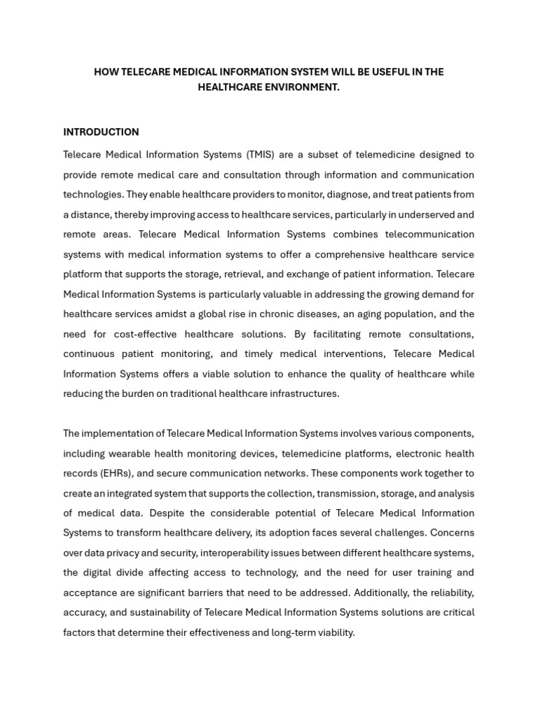 How Telecare Medical Information System Will Be Useful in The ...