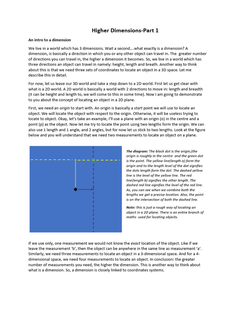 Higher Dimensions Part 1 | PDF | Flatland | Sphere