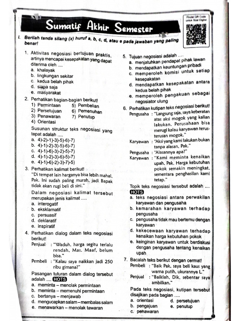 Soal Akhir Sumatif Bhs Ind X | PDF