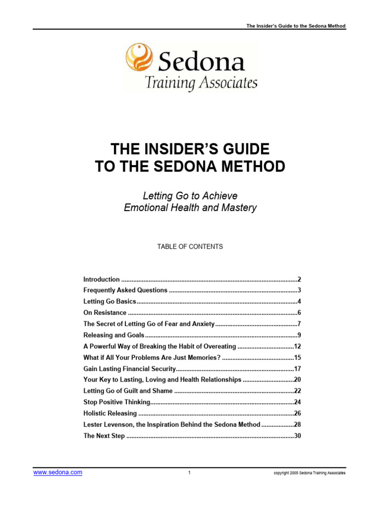 Guide To Sedona Method | PDF | Feeling | Thought