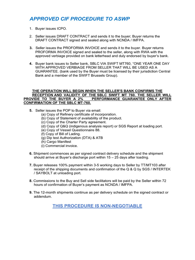Approved Cif Procedure To Aswp May 2024 | PDF