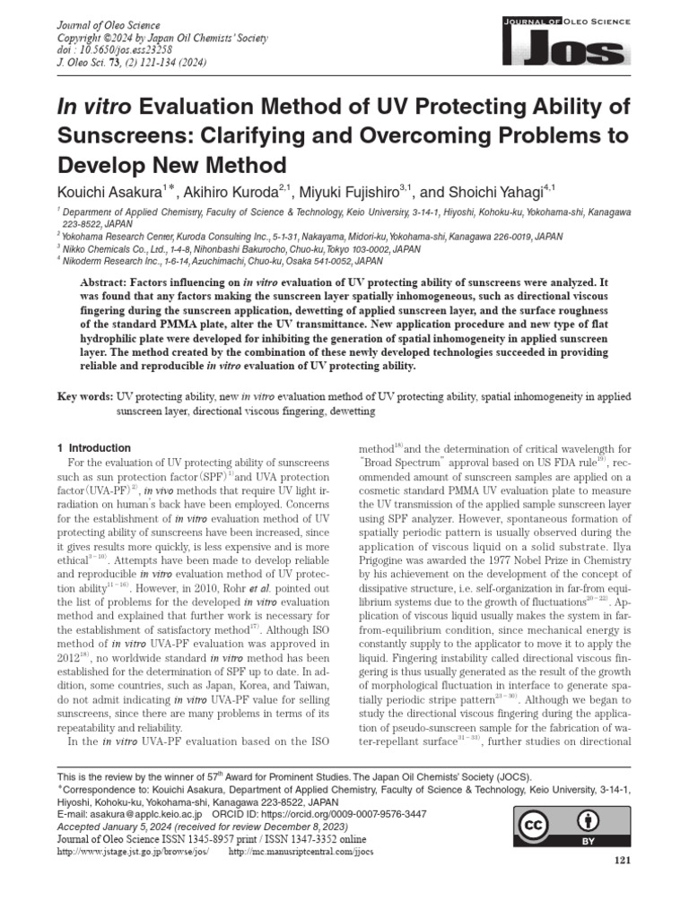 2024- In vitro Evaluation Method of UV Protecting Ability of Suncreens ...