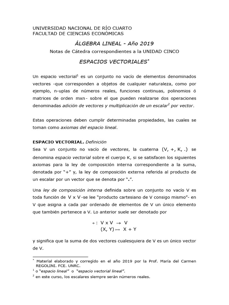 TEORICO 5 | PDF | Espacio vectorial | Vector Euclidiano