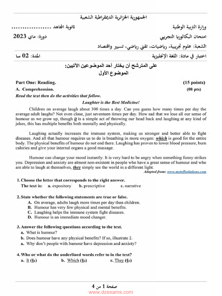 Dzexams 3as Anglais 528635 | PDF | Business