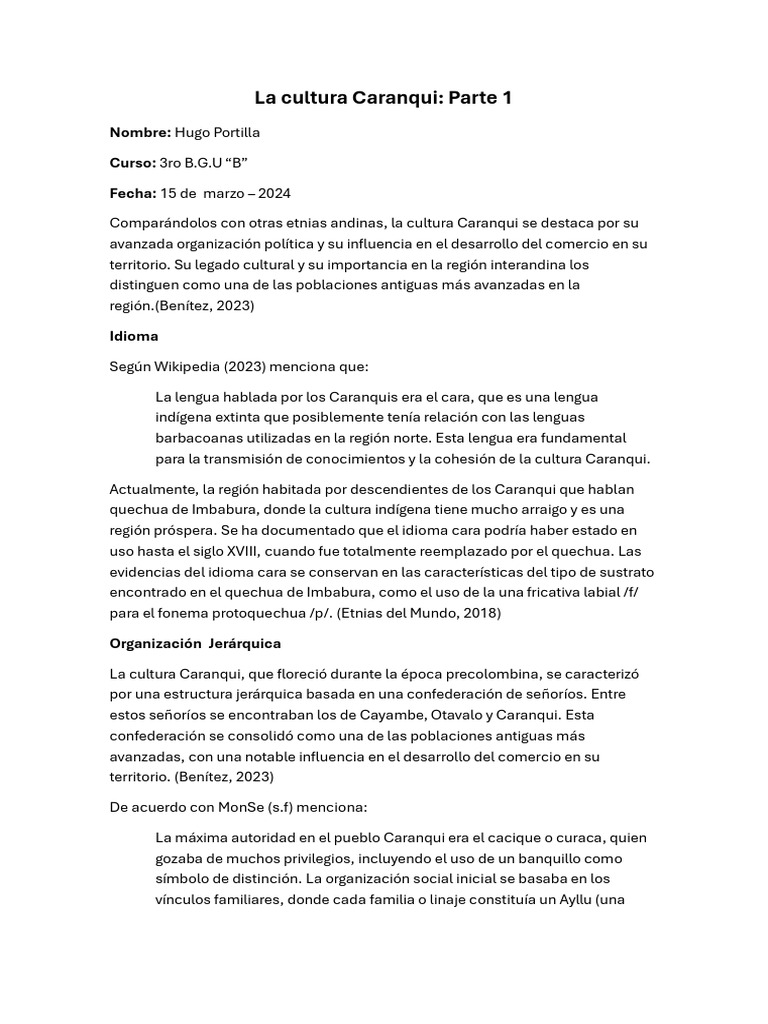 Cultura Caranqui: Organización e Idioma | PDF | Lingüística | Idiomas