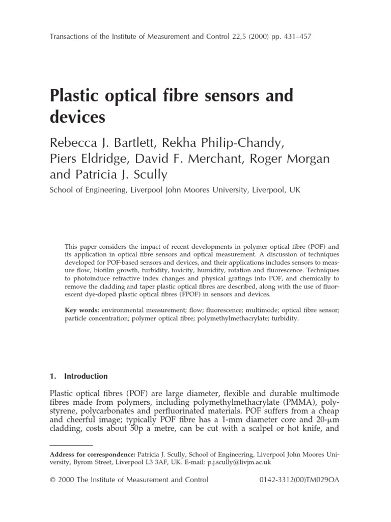 Plastic Optical Fiber Sensors | PDF | Optics | Optical Fiber