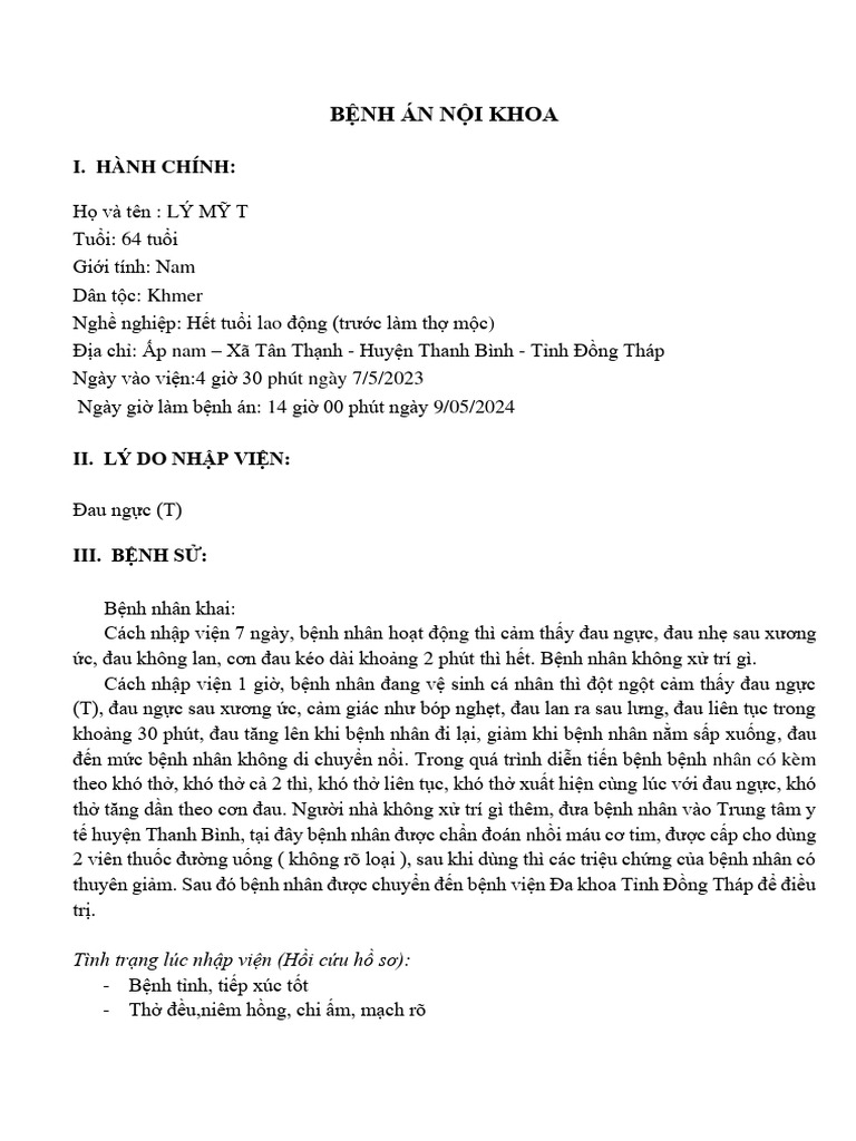 Bệnh án NMCT 2 | PDF