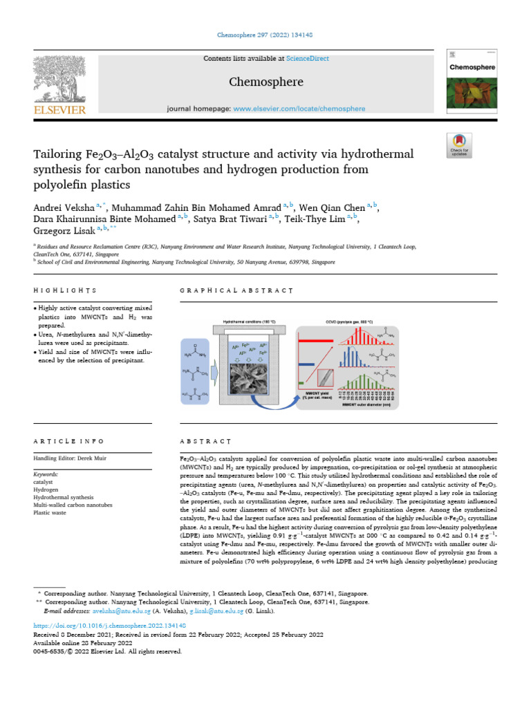 Chemosphere: Sciencedirect | PDF | Carbon Nanotube | Catalysis