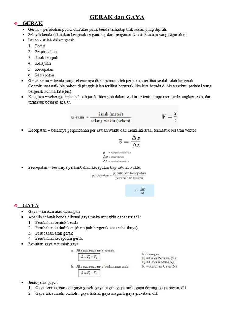 Materi Gerak Dan Gaya | PDF