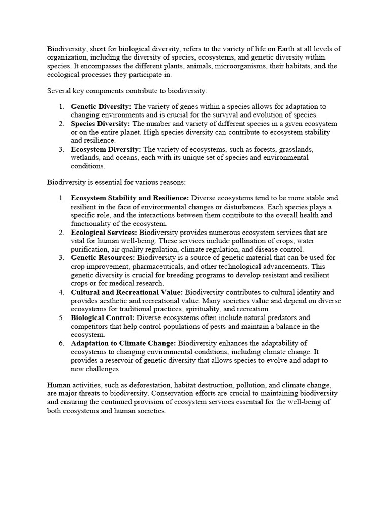 Biodiversity Pdf Biodiversity Ecosystem
