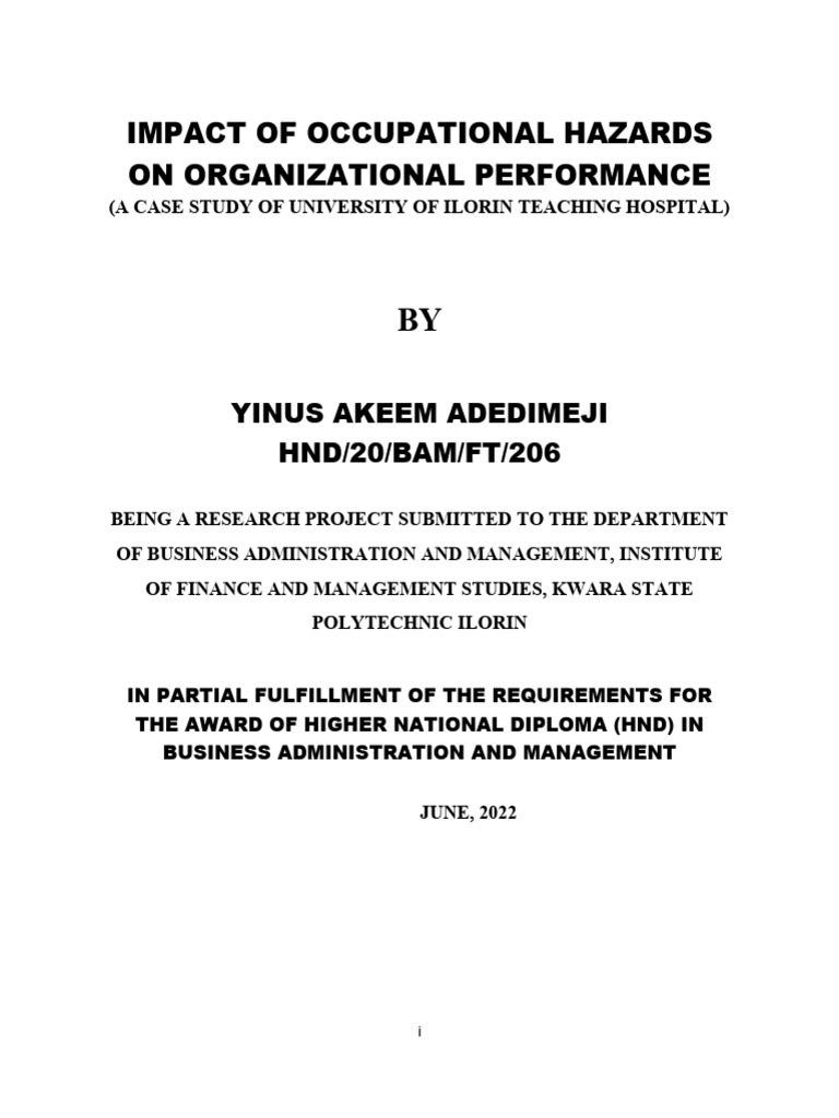 Occupational Hazards and Performance | PDF | Analysis Of Variance ...