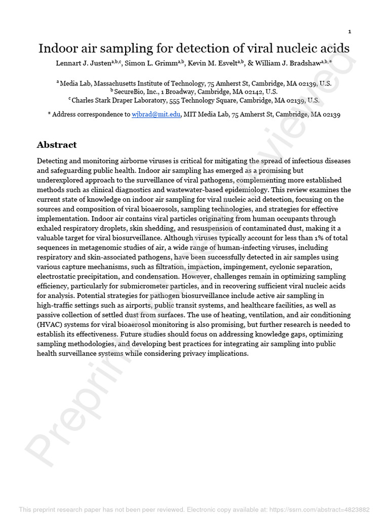 Indoor Air Sampling For Detection of Viral Nucleic Acids | Download ...