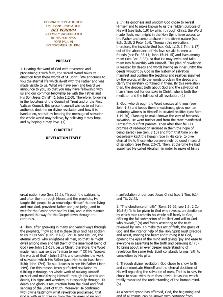 Divine Revelation: Dei Verbum Explained | PDF | Jesus | Logos ...