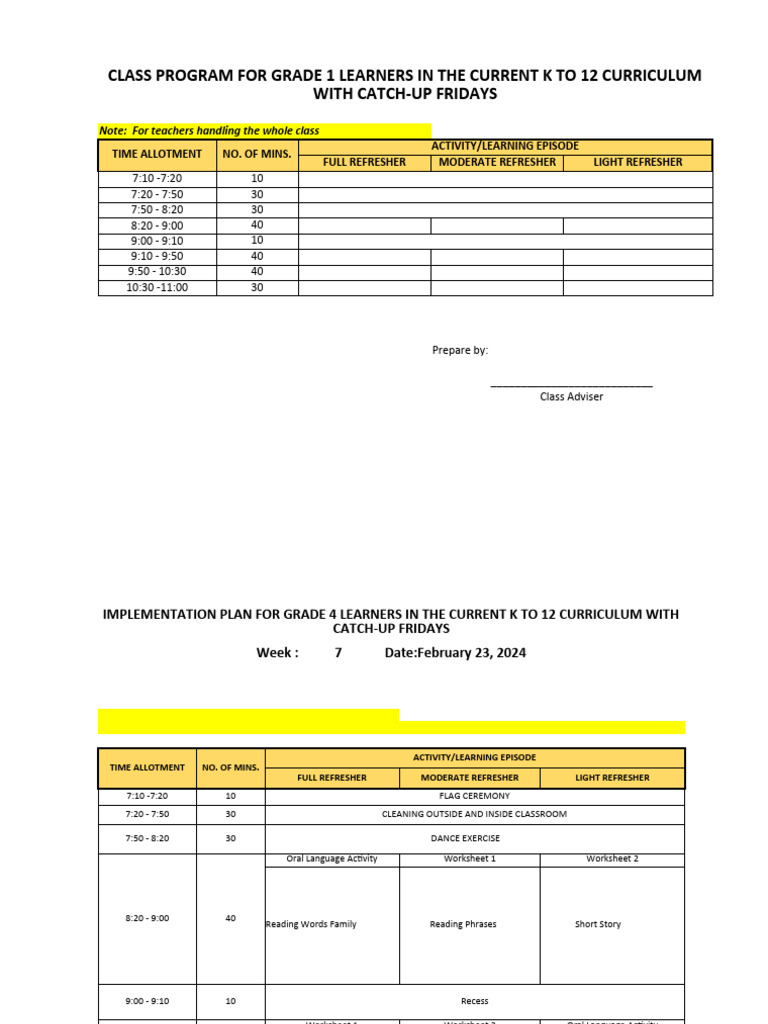 catch-up-class-blank | PDF | Curriculum | Learning