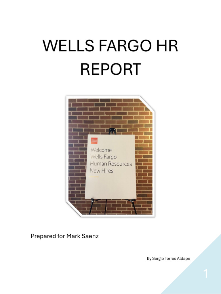 Wells Fargo HR Report 1.2 | PDF | Bank Of America | Jp Morgan Chase