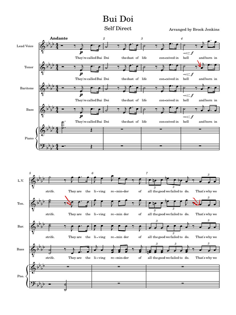 Bui Doi (Miss Saigon) Full Score | PDF | Elements Of Music | Pitch (Music)