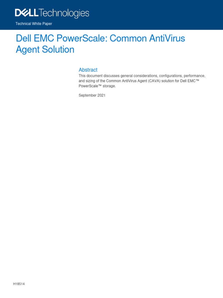 h18514 Dell Emc Powerscale Common Antivirus Agent Solution | PDF ...