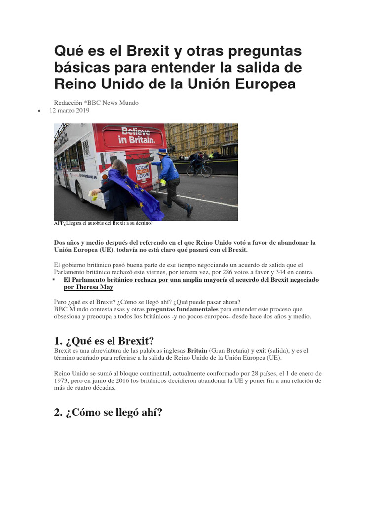 Qué Es El Brexit | PDF | Brexit | Reino Unido