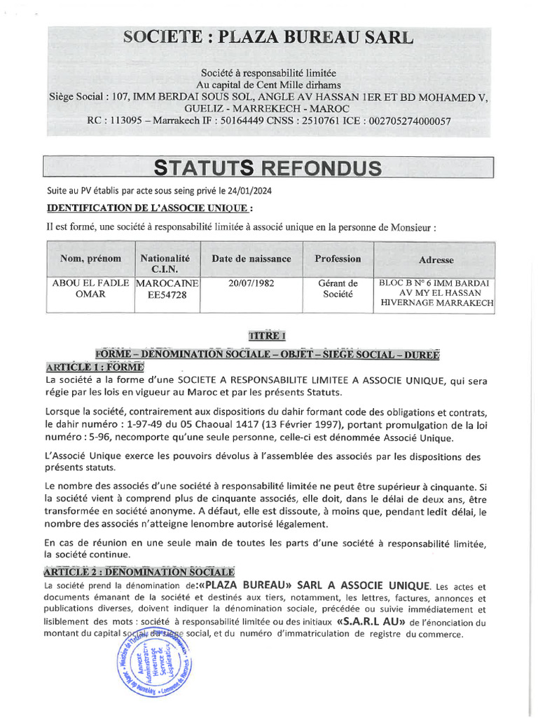 Statuts Refondus | PDF