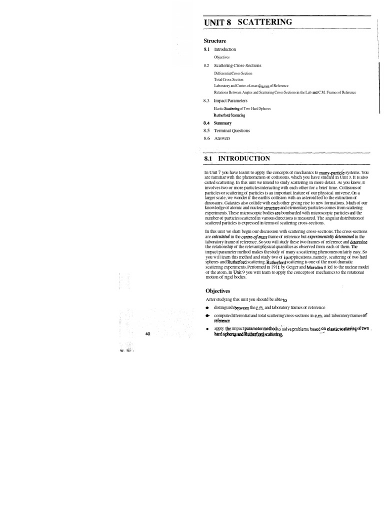 Egyankosh - Scattering | PDF | Cross Section (Physics) | Scattering