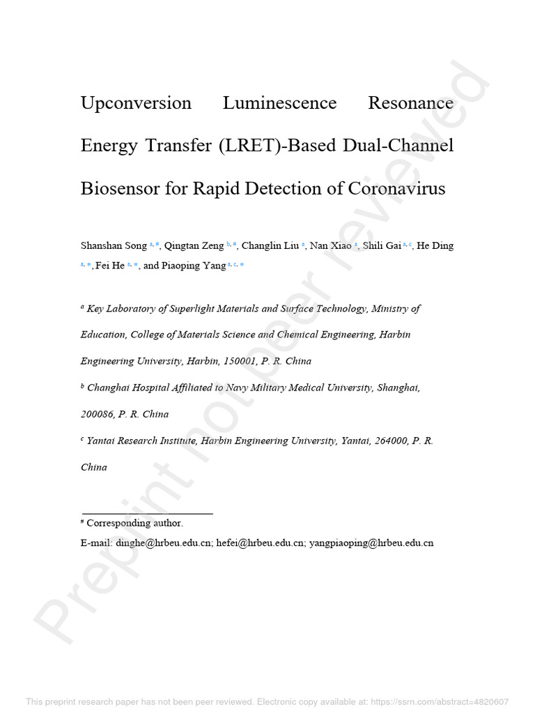 Upconversion Luminescence Resonance Energy Transfer | Download Free PDF ...