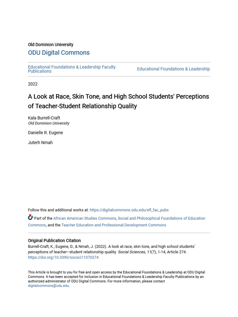 A Look at Race Skin Tone and High School Students Perceptions | PDF | Race (Human Categorization ...