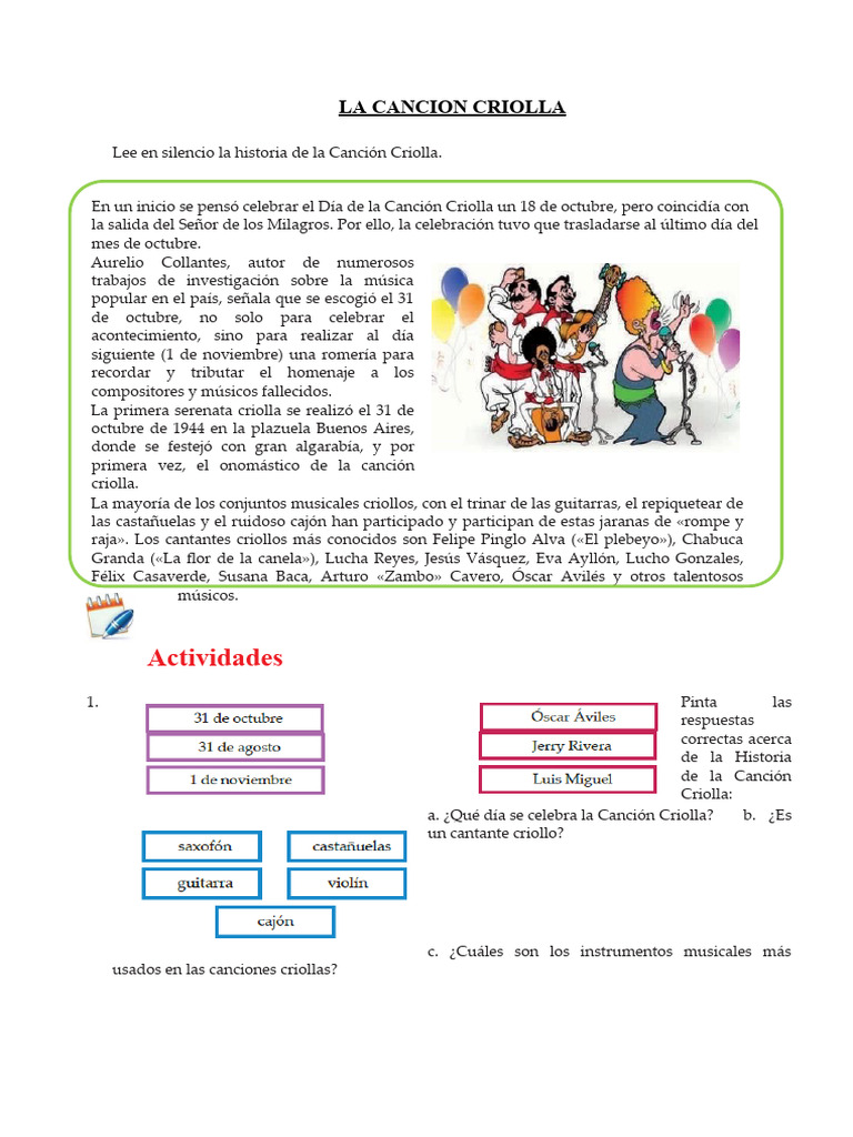 Historia y Celebración de la Canción Criolla | PDF | Perú