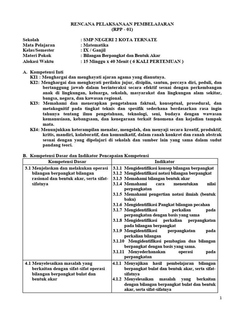 RPP 1 Terbaru | PDF